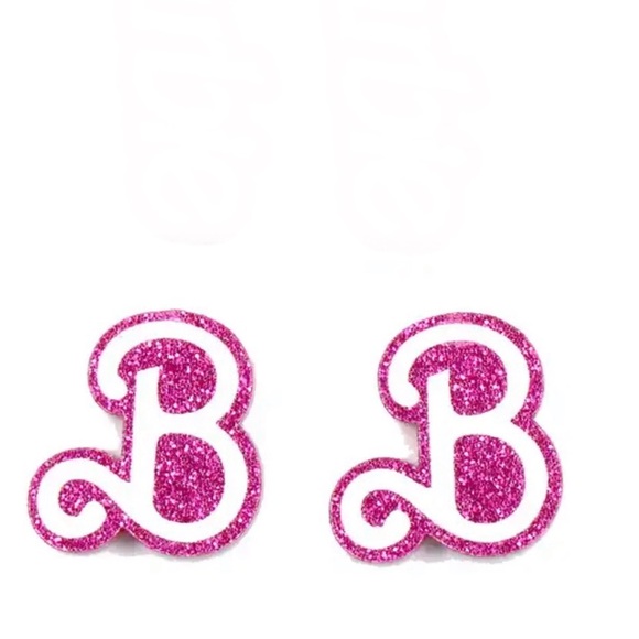 Accessories | Barbie Pink Glitter Logo B Mattel Doll Dolly Toy Figurine ...